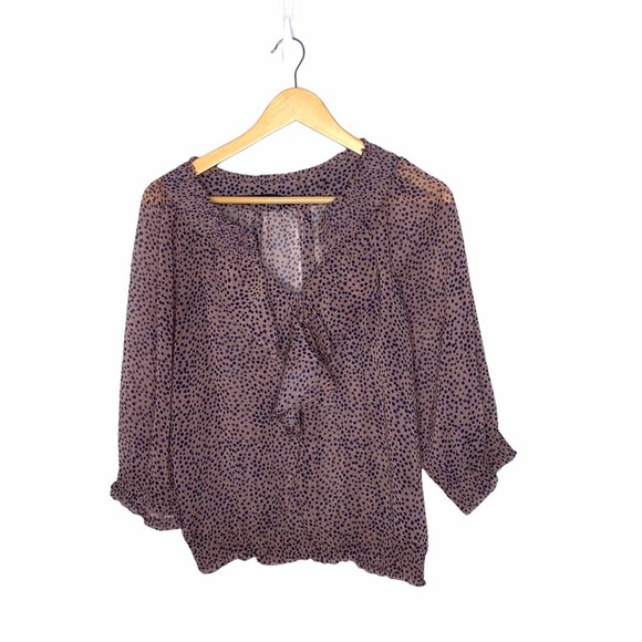 Zara | Tops | Zara Basic Blouse Women Size Medium Semi Sheer Polka Dot ...